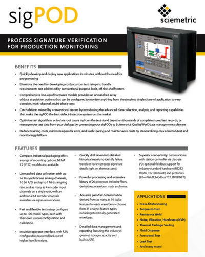 sigPOD PSV Datasheet | Sciemetric